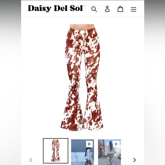 daisy del sol | Pants & Jumpsuits | Daisy Del Sol Cowprint Flares ...